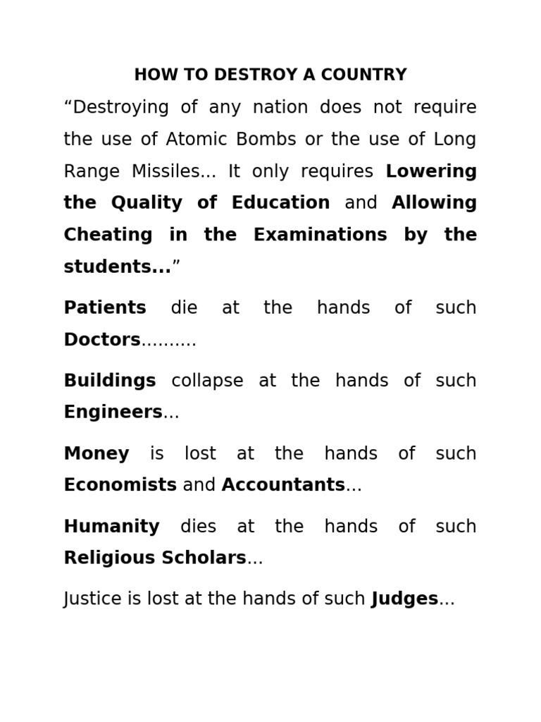 How to Destroy a Country | PDF