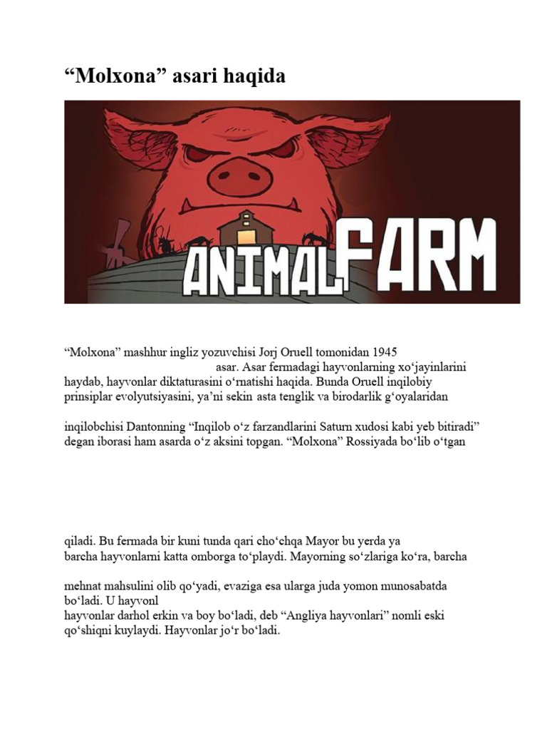 Molxona Asari Syujeti Va Tahlili | PDF
