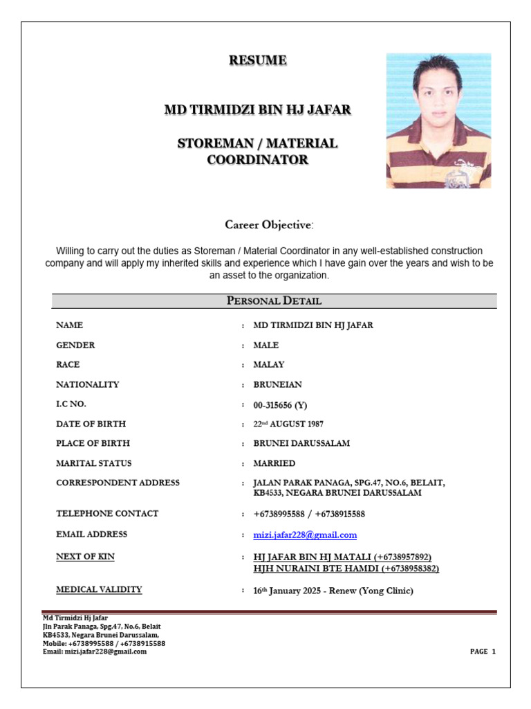 MY CV (Dec 2025)-1 | PDF | Brunei