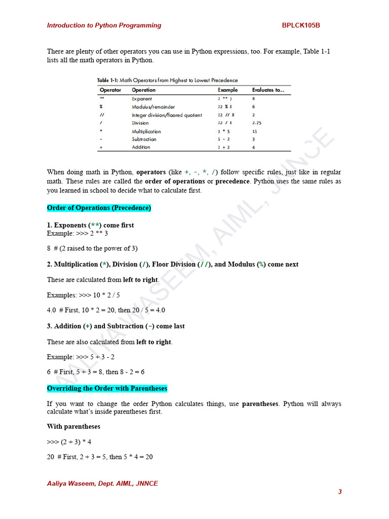 MODULE 1 python NOTESvvhchccychchfhvhvhvhfyf | PDF | Boolean Data Type ...