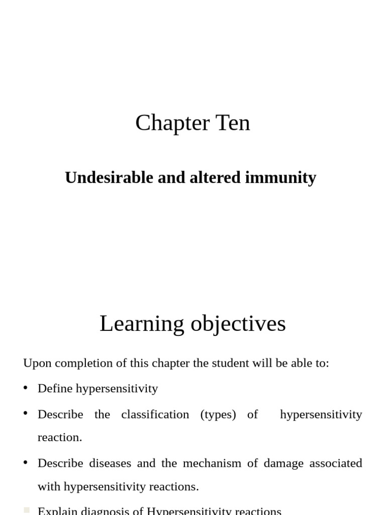 Chapter 10 Undesirable (1) | PDF | Immune Tolerance | Immunodeficiency