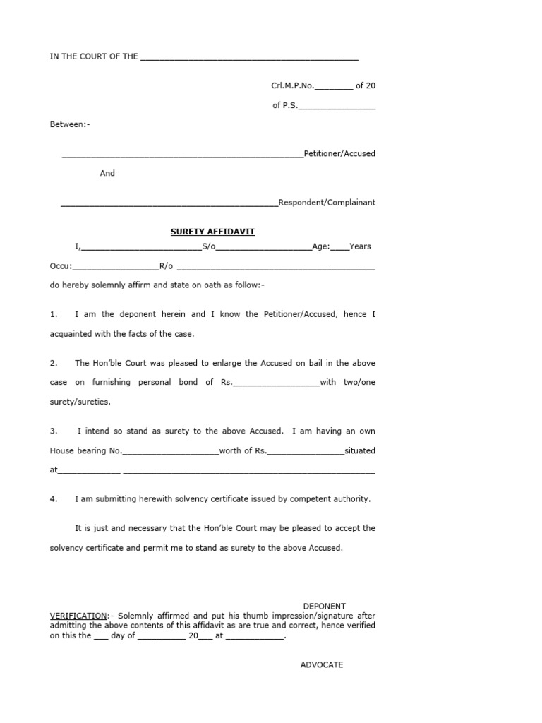 Surety Affidavit For Accepting Solvency | PDF