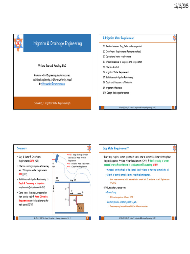 Irrigation Water Requirements Overview | PDF | Irrigation | Crops
