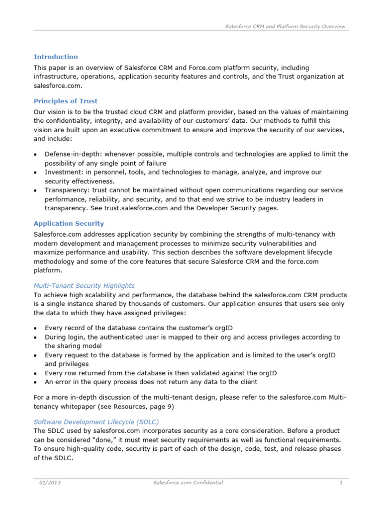 Salesforce Security Overview | PDF | Security | Computer Security