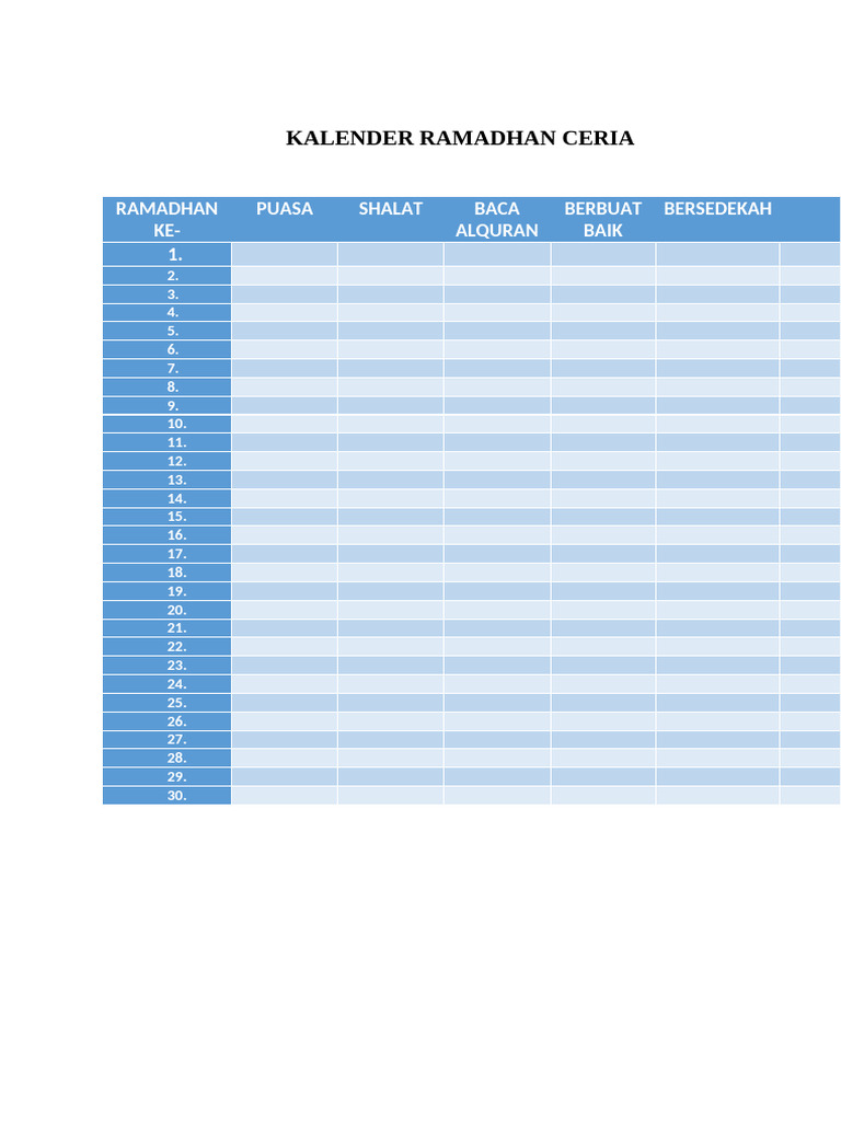 Kalender Ramadhan Ceria | PDF