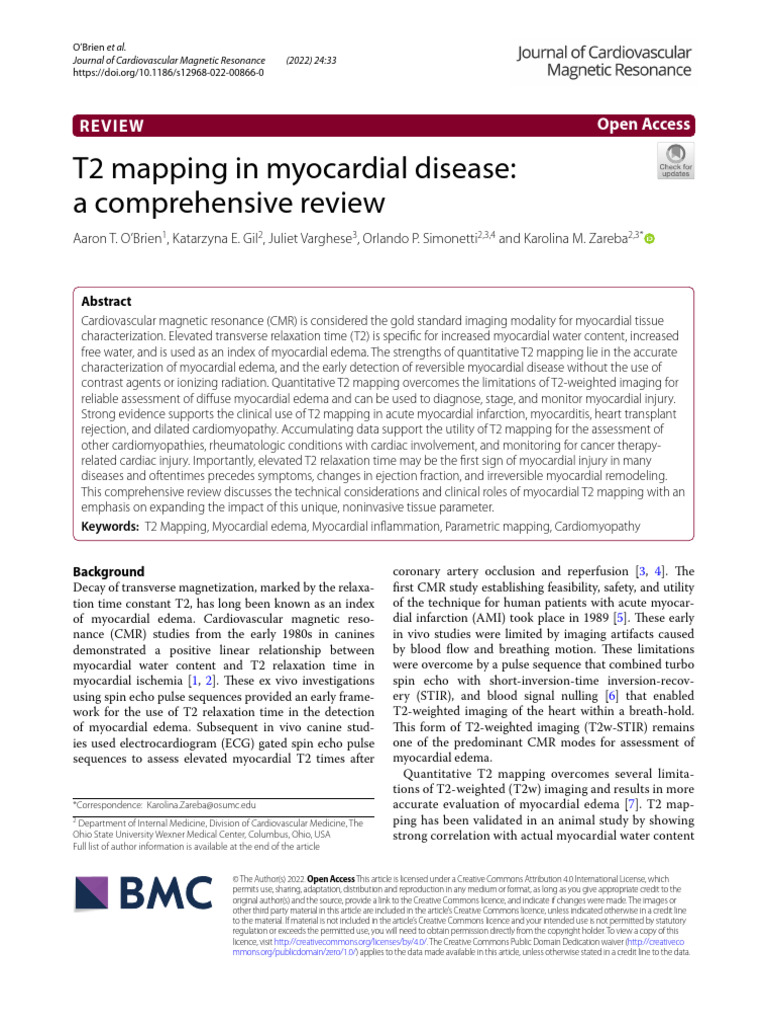 T2 Maps | PDF | Magnetic Resonance Imaging | Myocardial Infarction