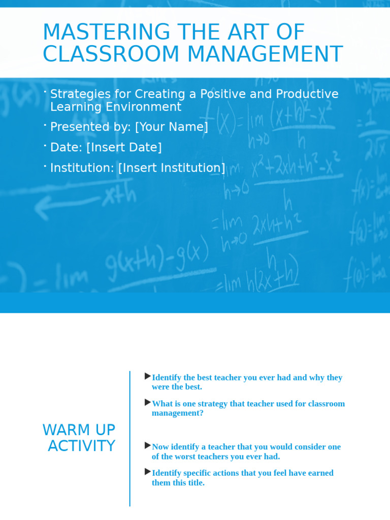 Mastering Classroom Management PPT | PDF