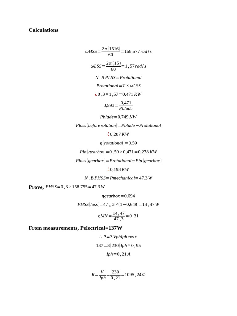 Rotational and Electrical Power Calculations | PDF
