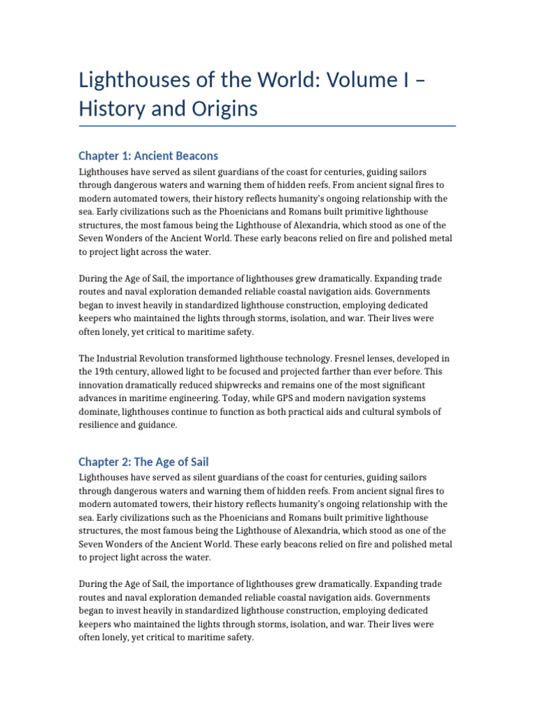 Lighthouses Volume 1 History | PDF | Lighthouse
