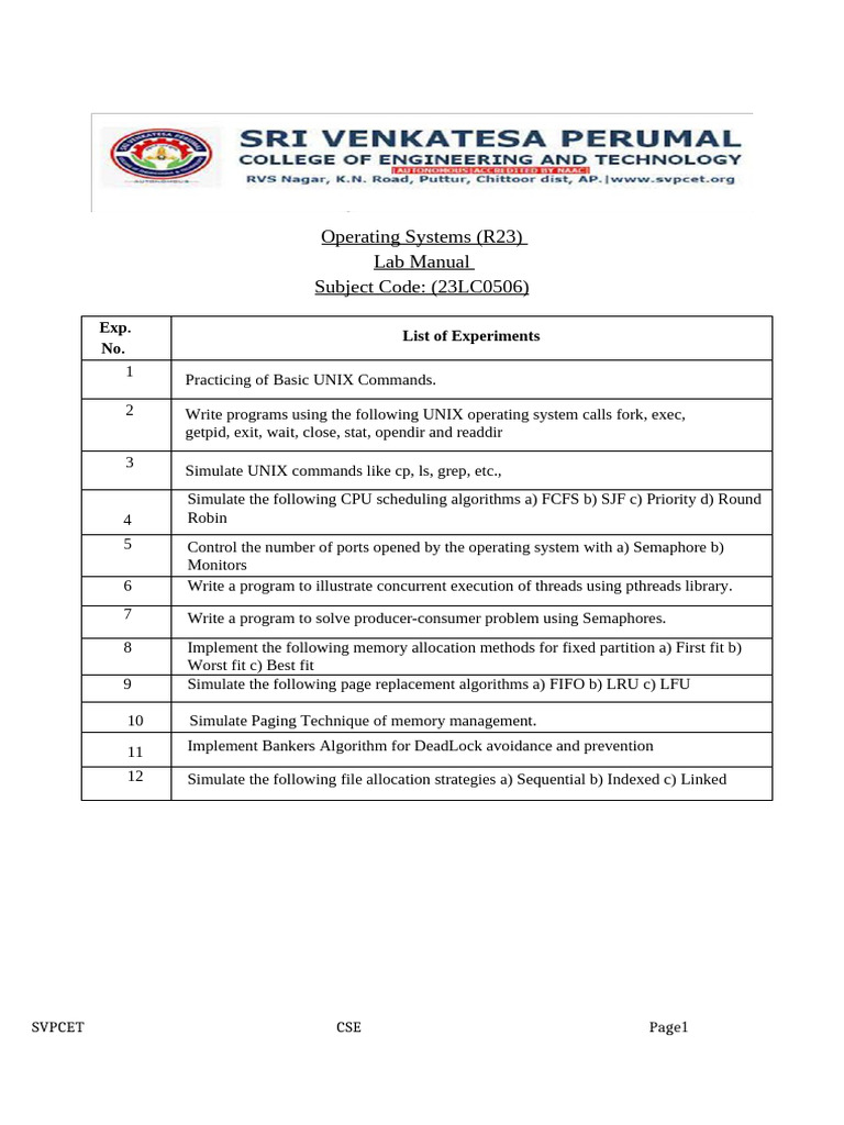 R23-OPERATING SYSTEM LAB MANUAL | PDF | Computer File | Directory ...