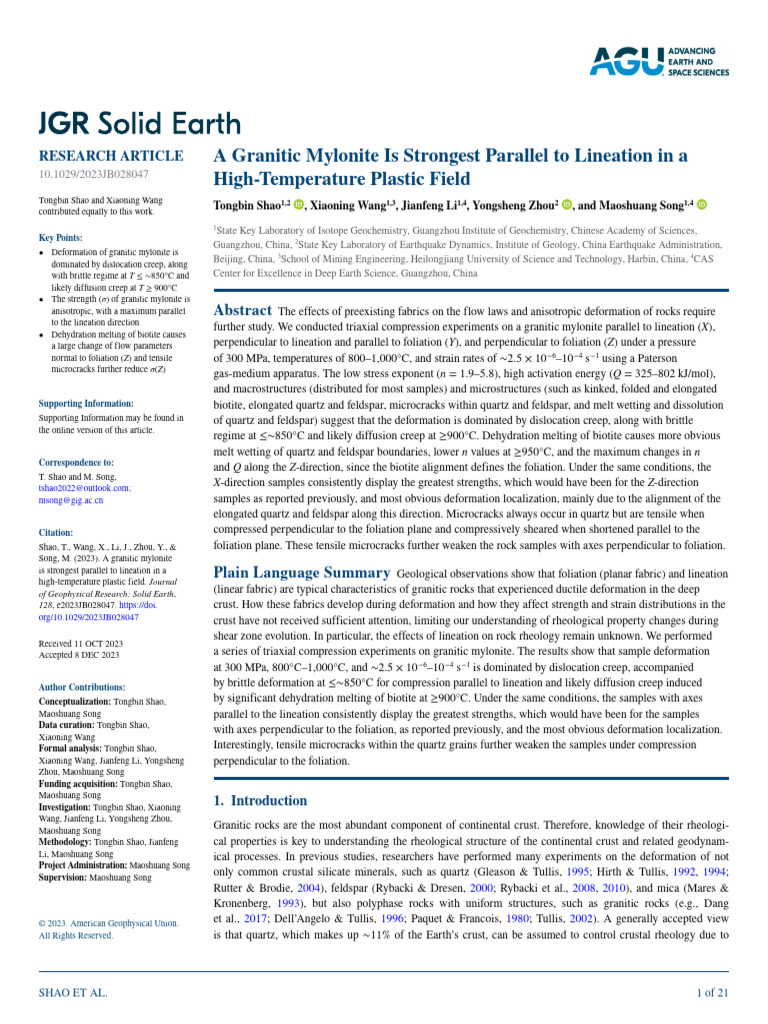 Granite Mylonite | PDF | Deformation (Engineering) | Elasticity (Physics)