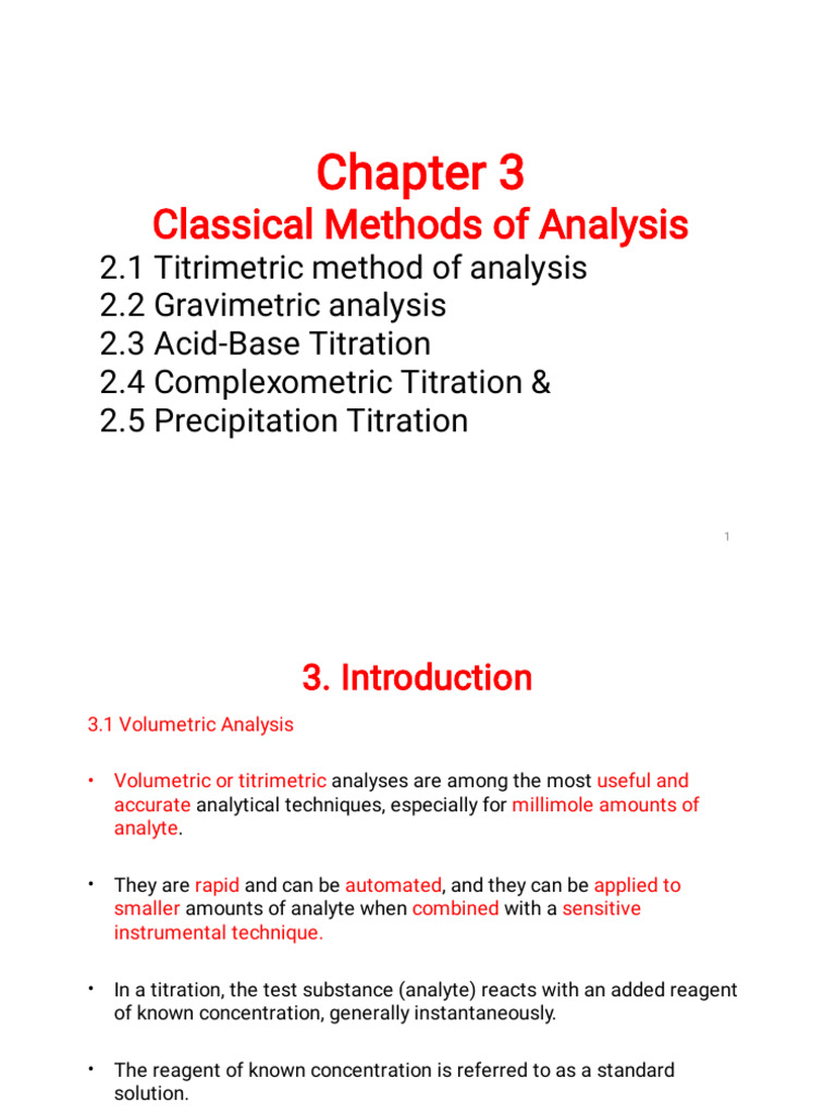 Classical Analysis Methods Explained | PDF | Titration | Chemistry