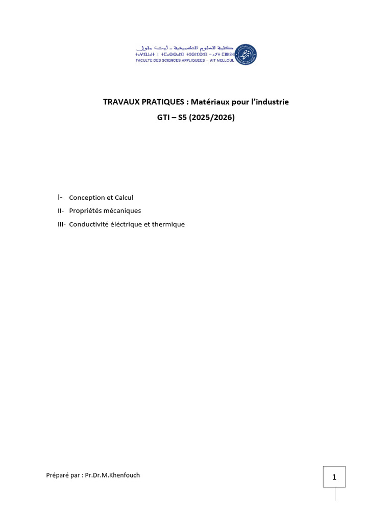 Travaux Pratiques sur Matériaux Indus. | PDF | Module de Young | Masse