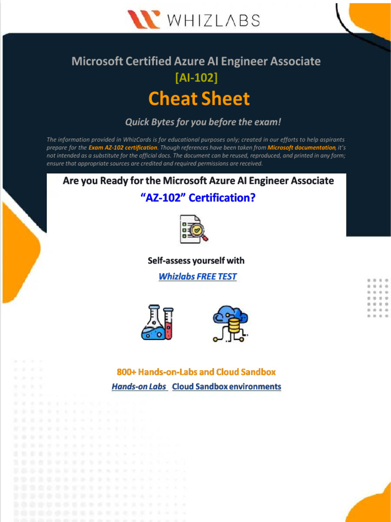Azure AI Engineer AZ-102 Exam Cheat Sheet | PDF | Artificial ...