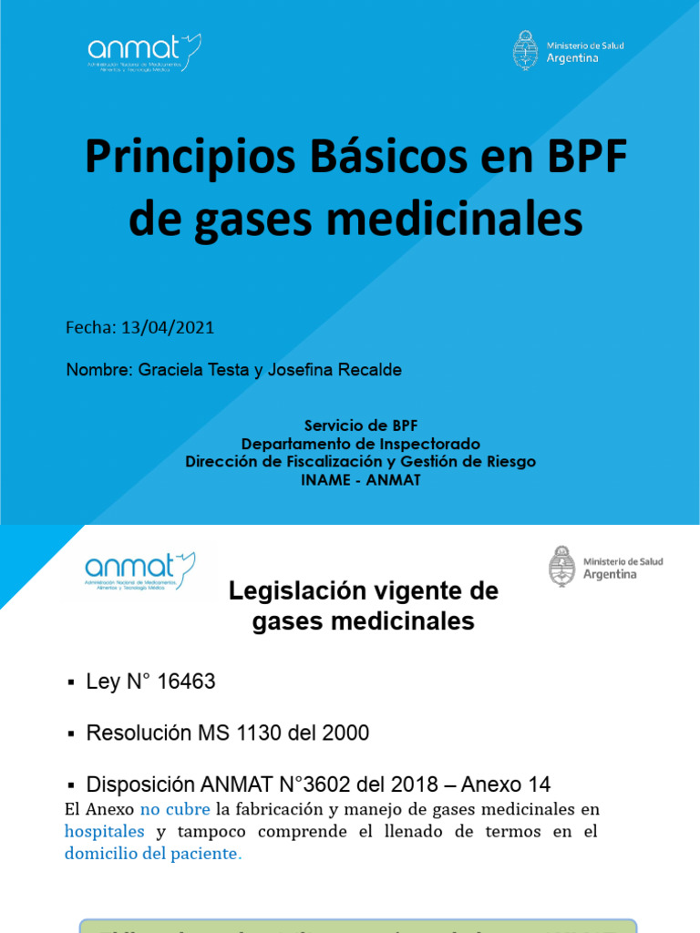 Gases Medicinales - ANMAT FEDERAL 2021 (Graciela Testa y Josefina ...