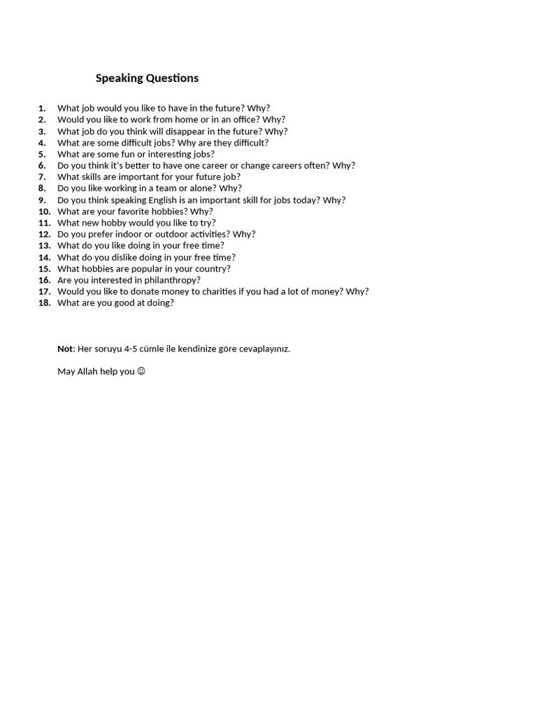 11th Speaking Questions | PDF