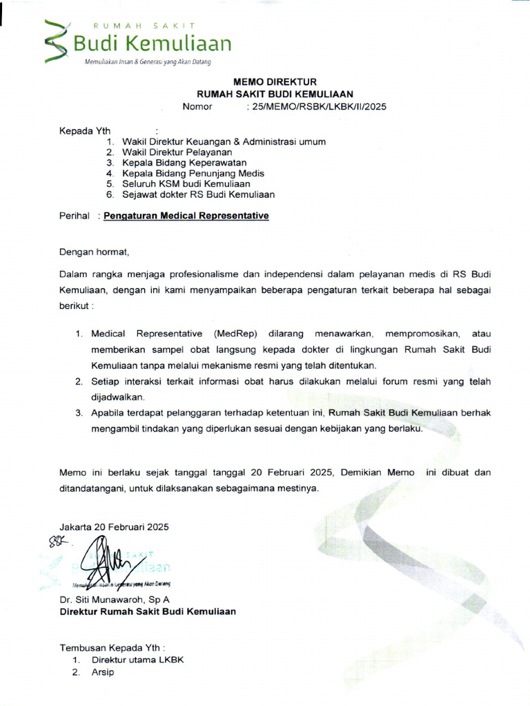 Pengesahan Memo Medical Representative | PDF