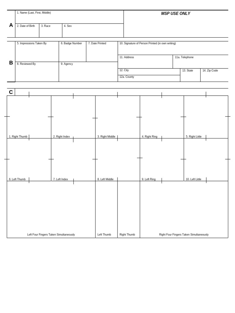 RI-008 Applicant and Personal Identification Card | PDF | Fingerprint ...
