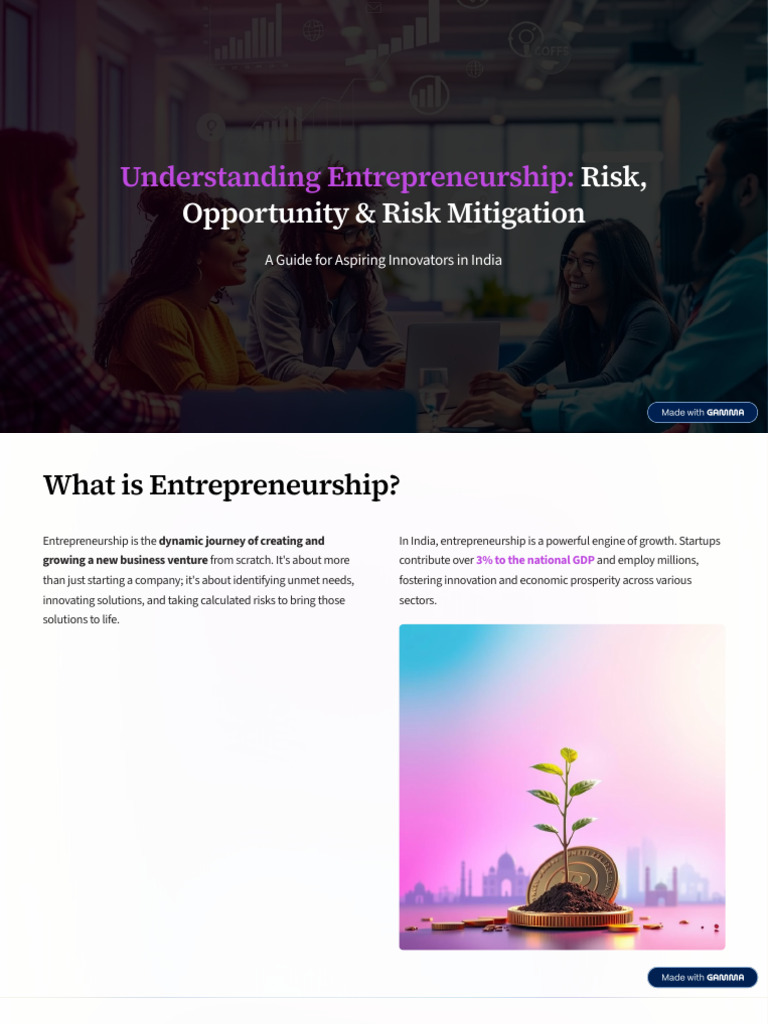 Understanding Entrepreneurship Risk Opportunity and Risk Mitigation ...