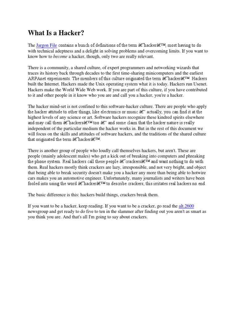 What Is A Hacker ? | PDF | Hacker Culture | Linux