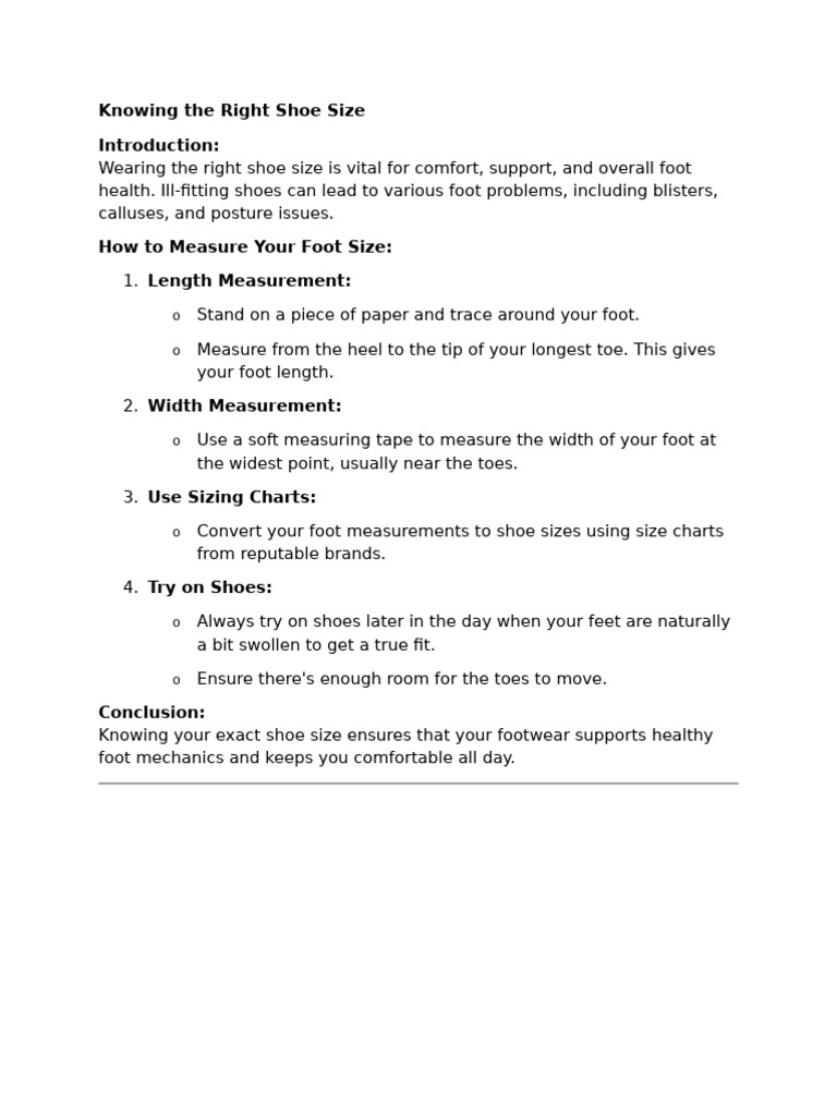 How to Measure Your Shoe Size Correctly | PDF