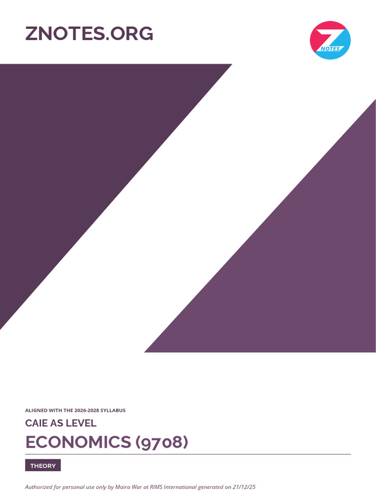 CAIE - As Level - Economics | PDF | Demand | Economics