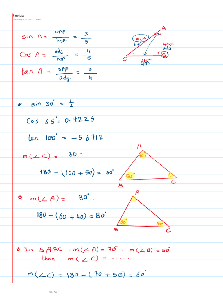 Sine Law | PDF