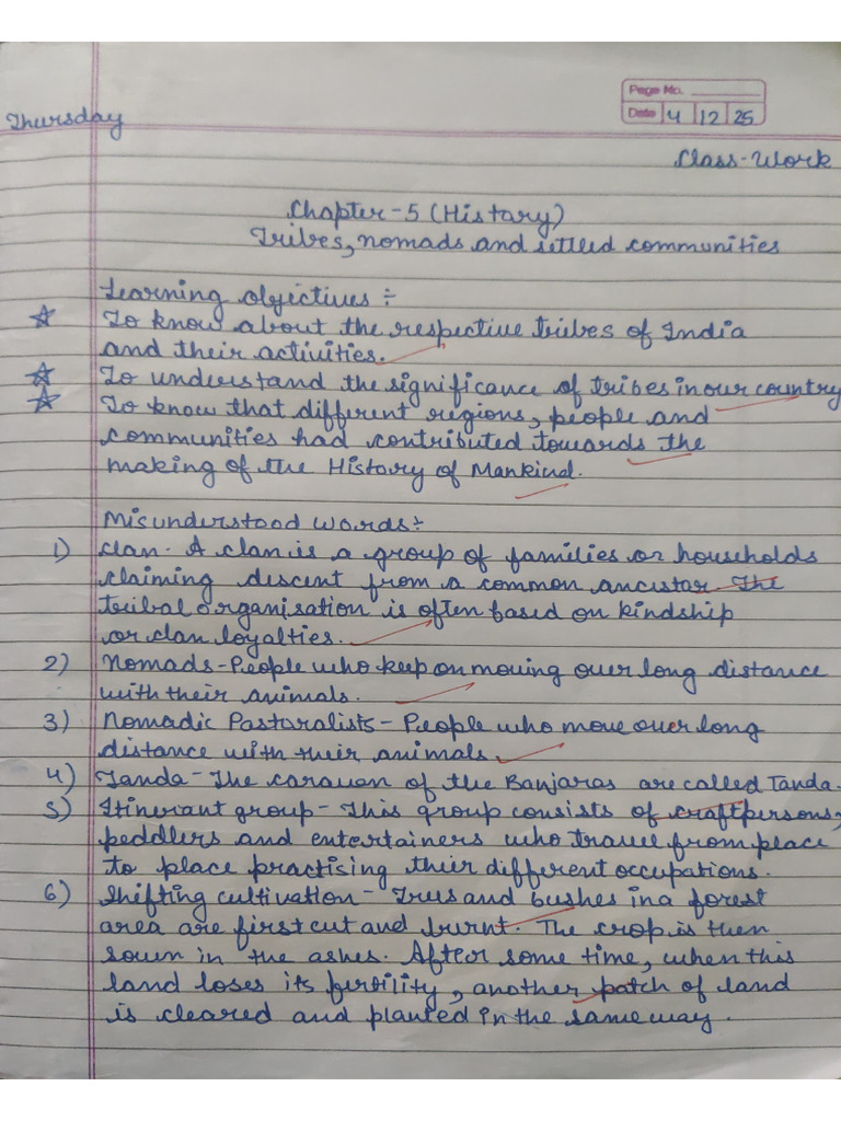 Class 7 SST CH - 5 History (Tribes, Nomads and Communities) | PDF