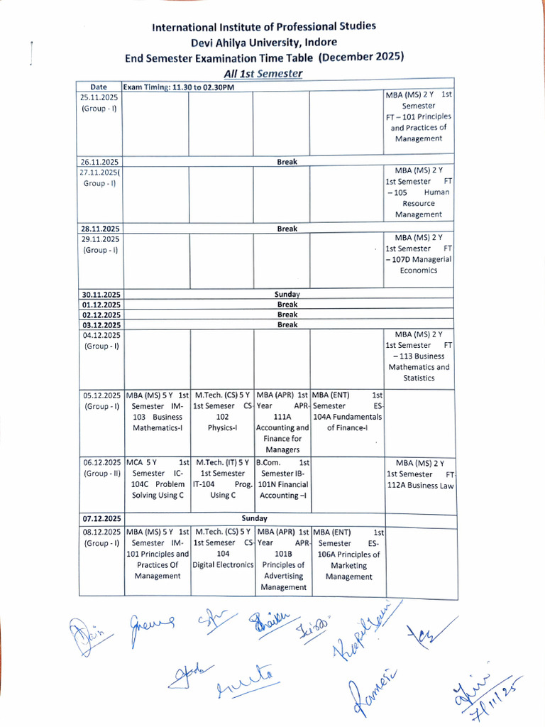 First Ends em Timetable 2025 | PDF | Master Of Business Administration ...