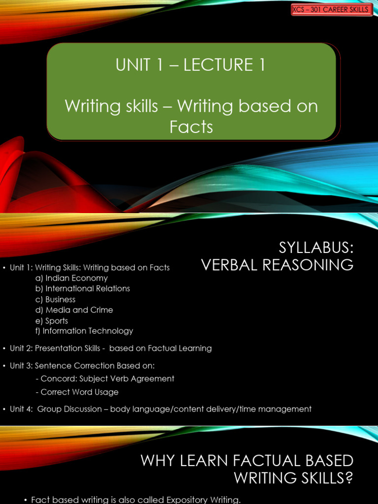 Lecture 1 - Unit 1 - XCS-301 - Verbal | PDF | Opinion | Bias