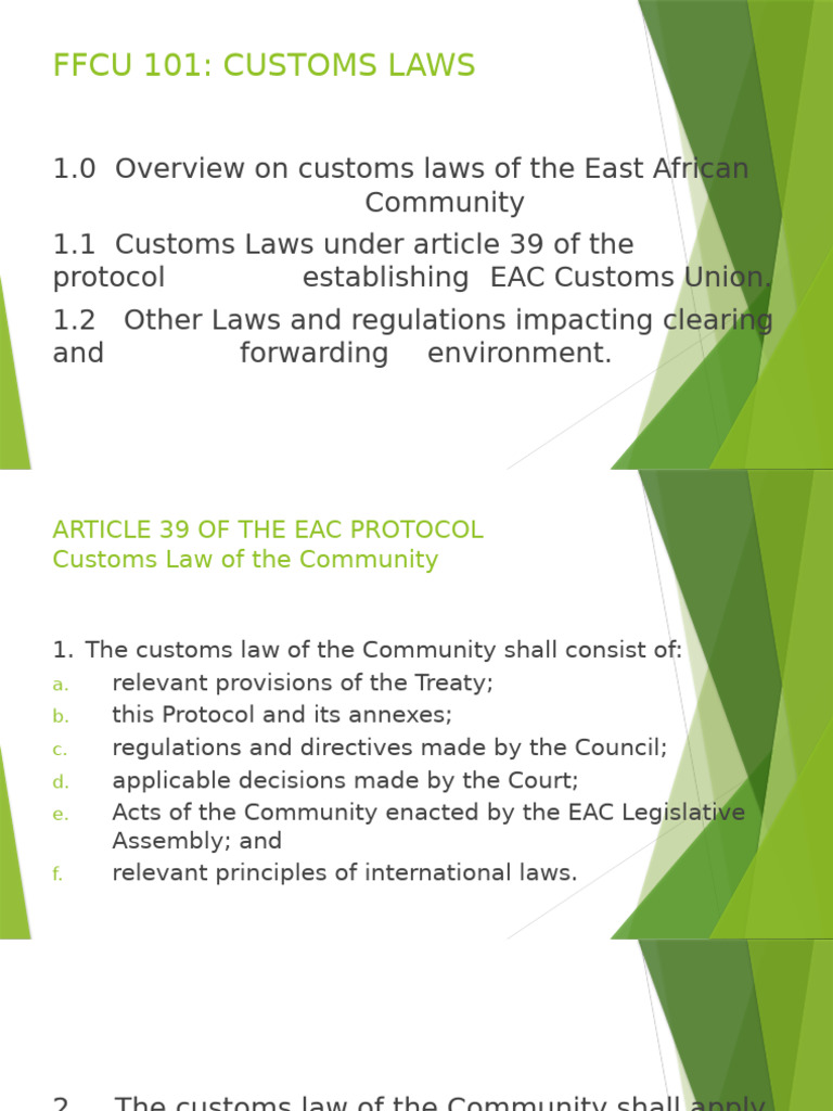 Taffa Community Laws CFFPC 2 | PDF | Customs | Tariff