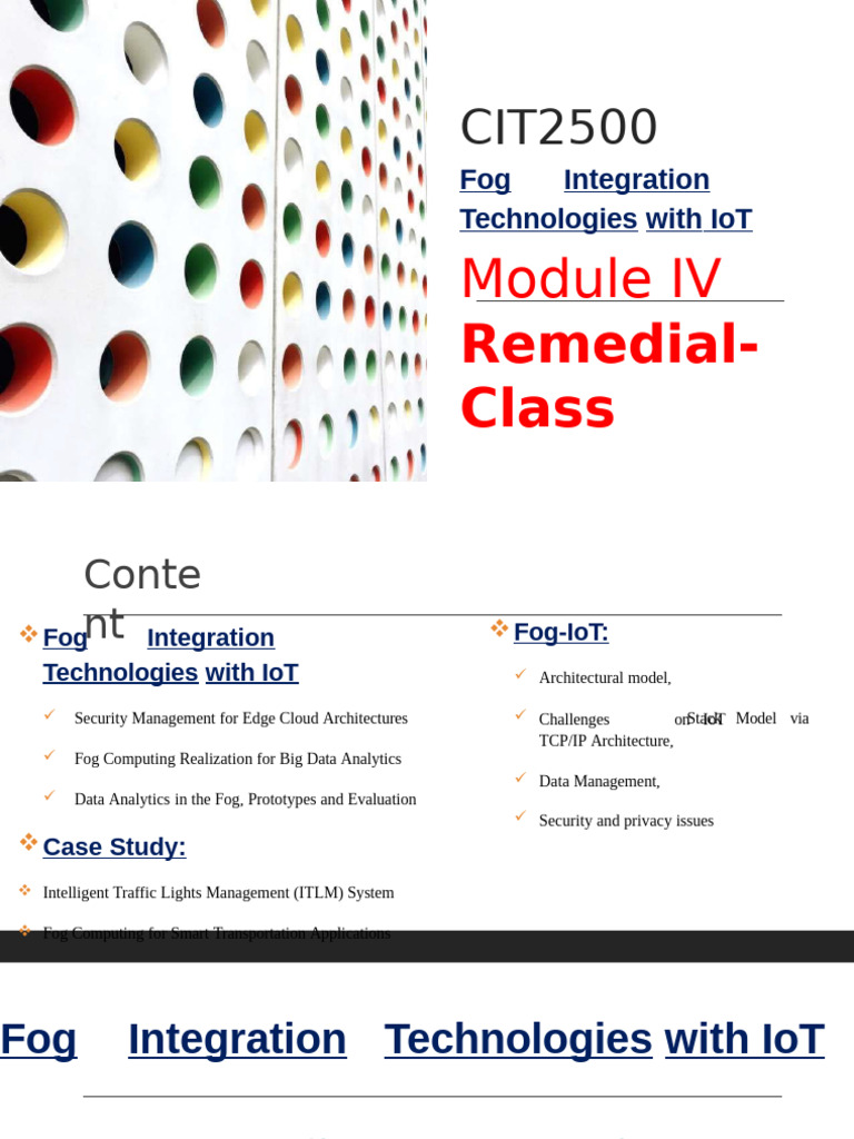 Module IV - Fog Integrating Technology With IOT | PDF | Internet Of ...