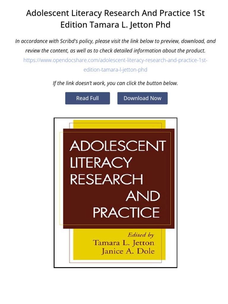 Adolescent Literacy Research and Practice 1st Edition Tamara L. Jetton ...