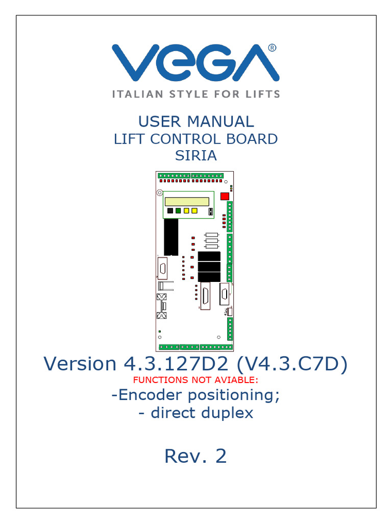 Siria Lift Control Board Manual V4.3 | PDF | Duplex (Telecommunications ...