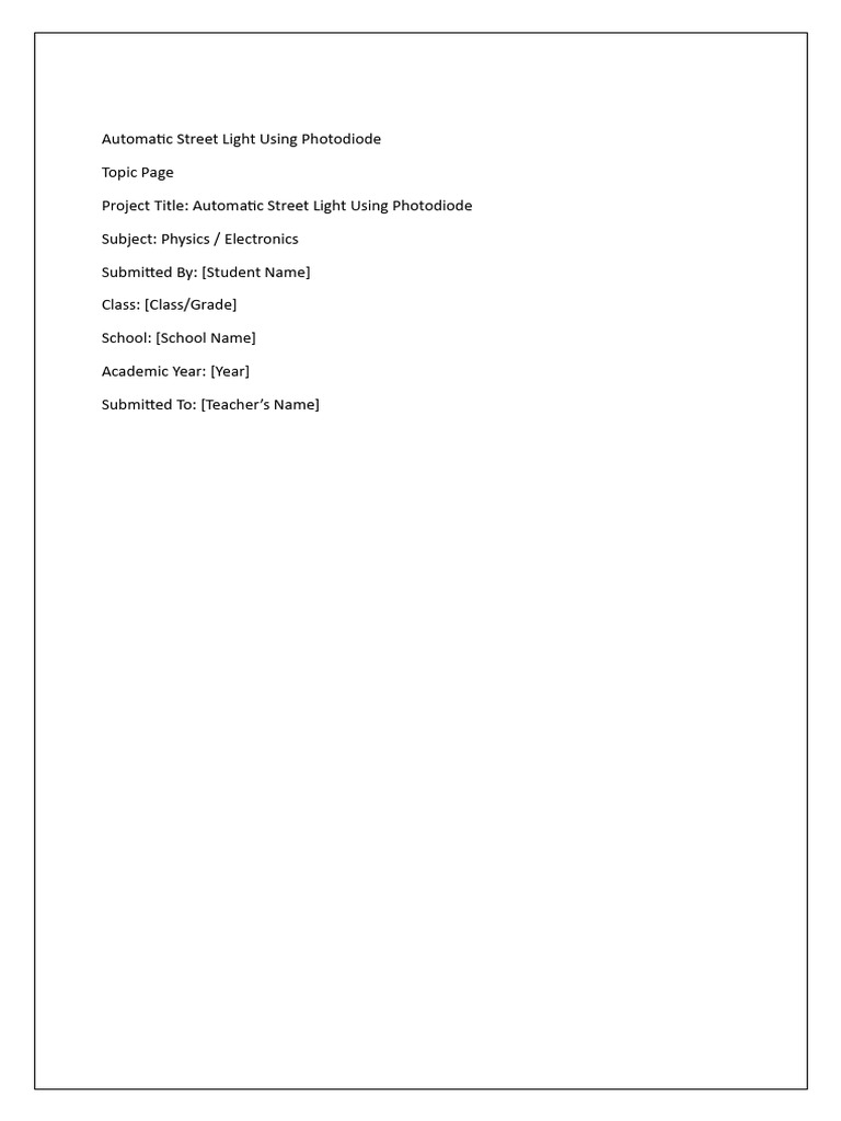 Automatic Street Light Using Photodiode | PDF | Relay | Transistor