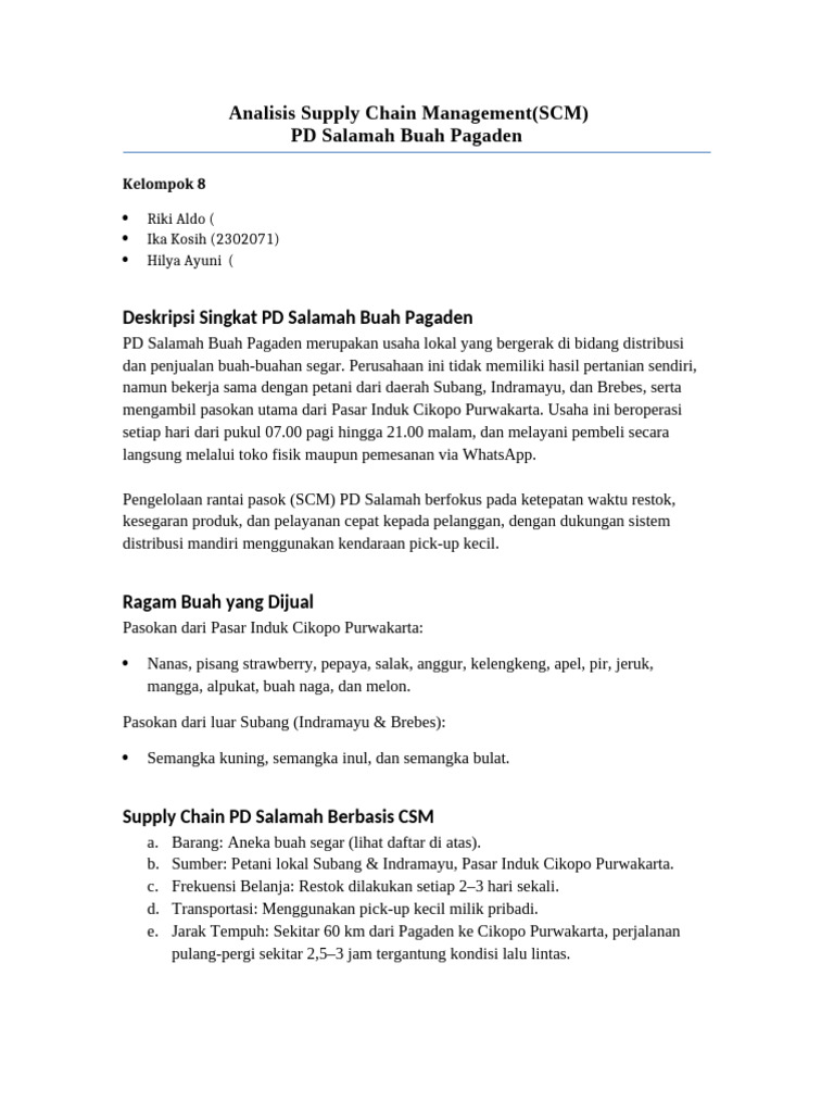 SCM PD Salamah Buah Pagaden | PDF