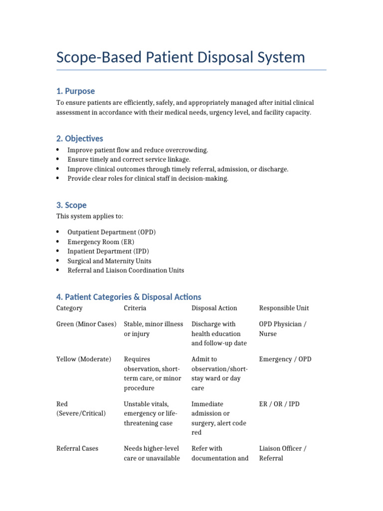 Scope Based Patient Disposal System | PDF | Emergency Department | Patient