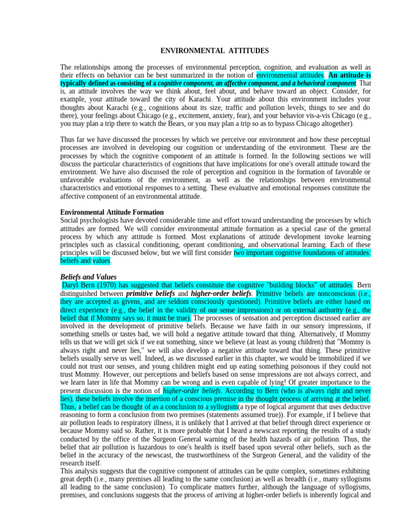 Understanding Environmental Attitudes | PDF | Attitude (Psychology ...