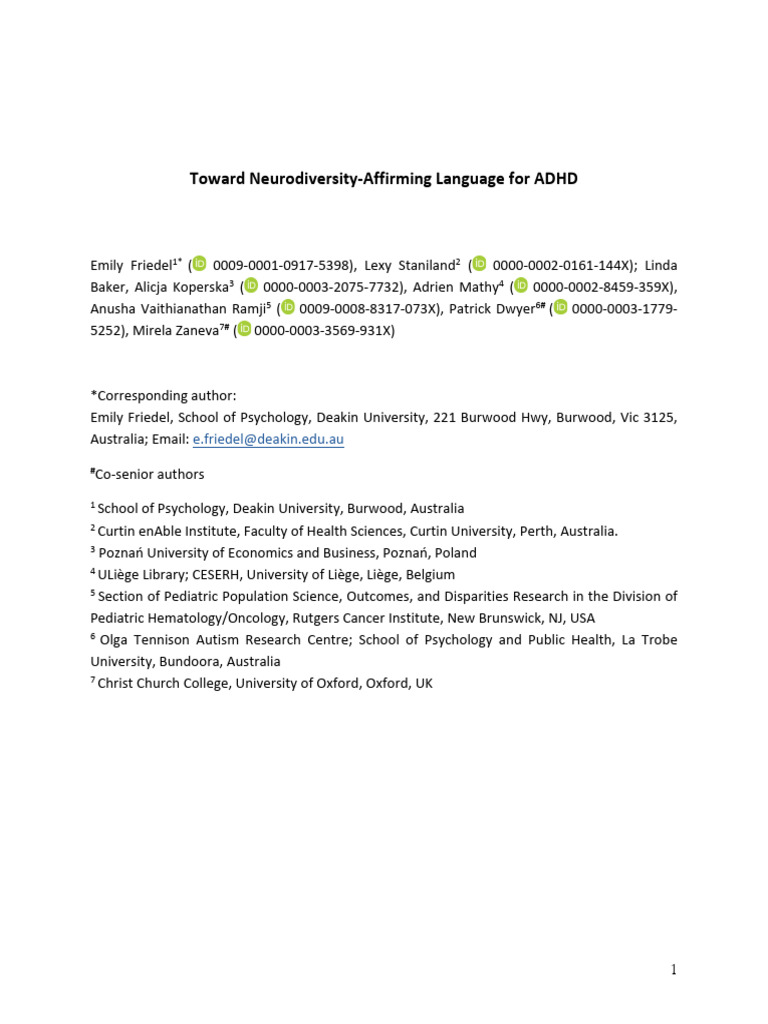 Neurodiversity Affirming Language Adhd (1) | PDF | Attention Deficit ...