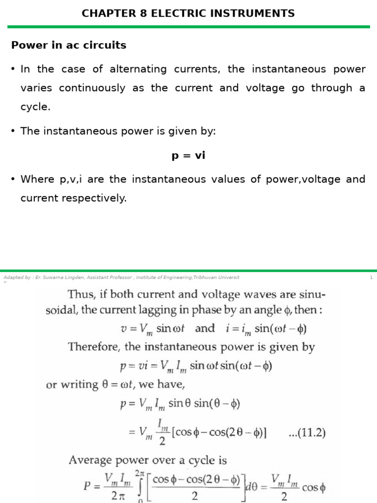 Electrodynamometer Wattmeter Overview | PDF | Inductor ...