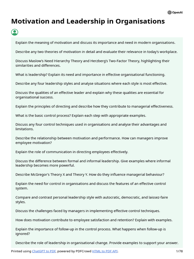 Unit 3 4 Questions | PDF | Motivational | Motivation