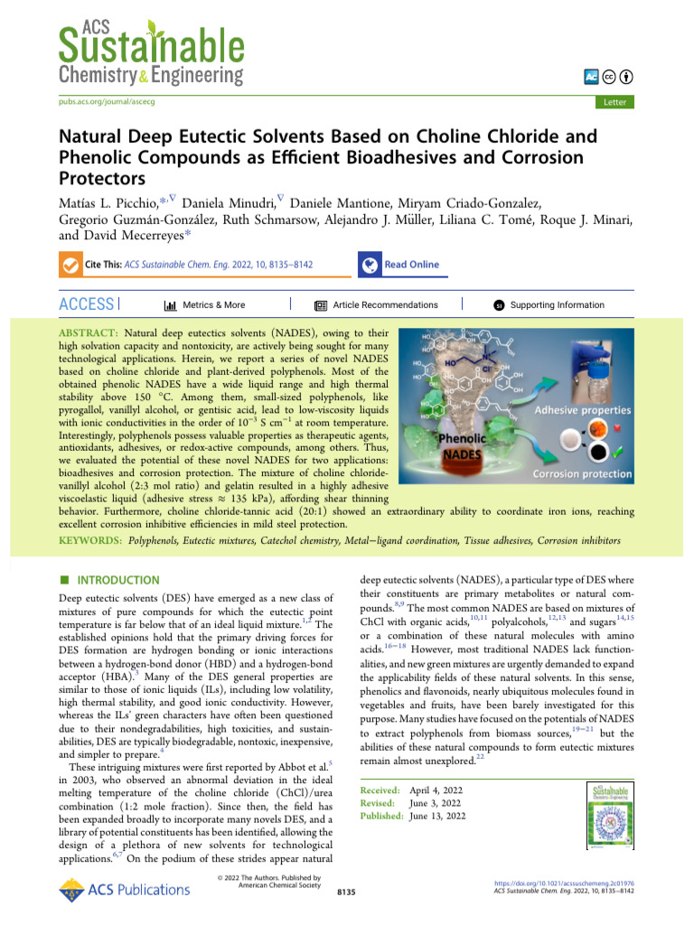 Natural Deep Eutectic Solvents Based On Choline Chloride and Phenolic ...