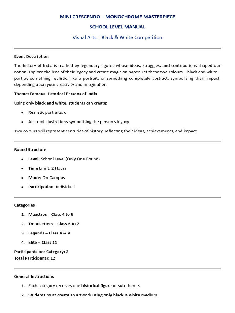 Mini Crescendo 2026 (Visual Arts Manual) | PDF | Drawing | Imagination