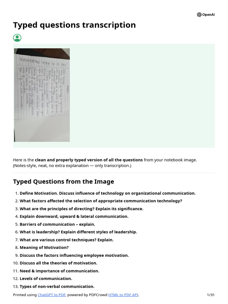 Transcription of Key Communication Questions | PDF | Leadership ...