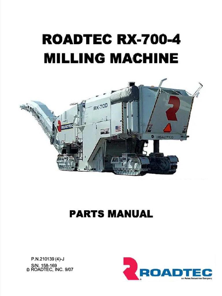 Roadtec RX 700 4 Parts Manual & Warranty | PDF | Mechanical Engineering