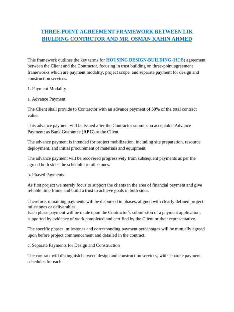 2.0 Agreement Framework | PDF