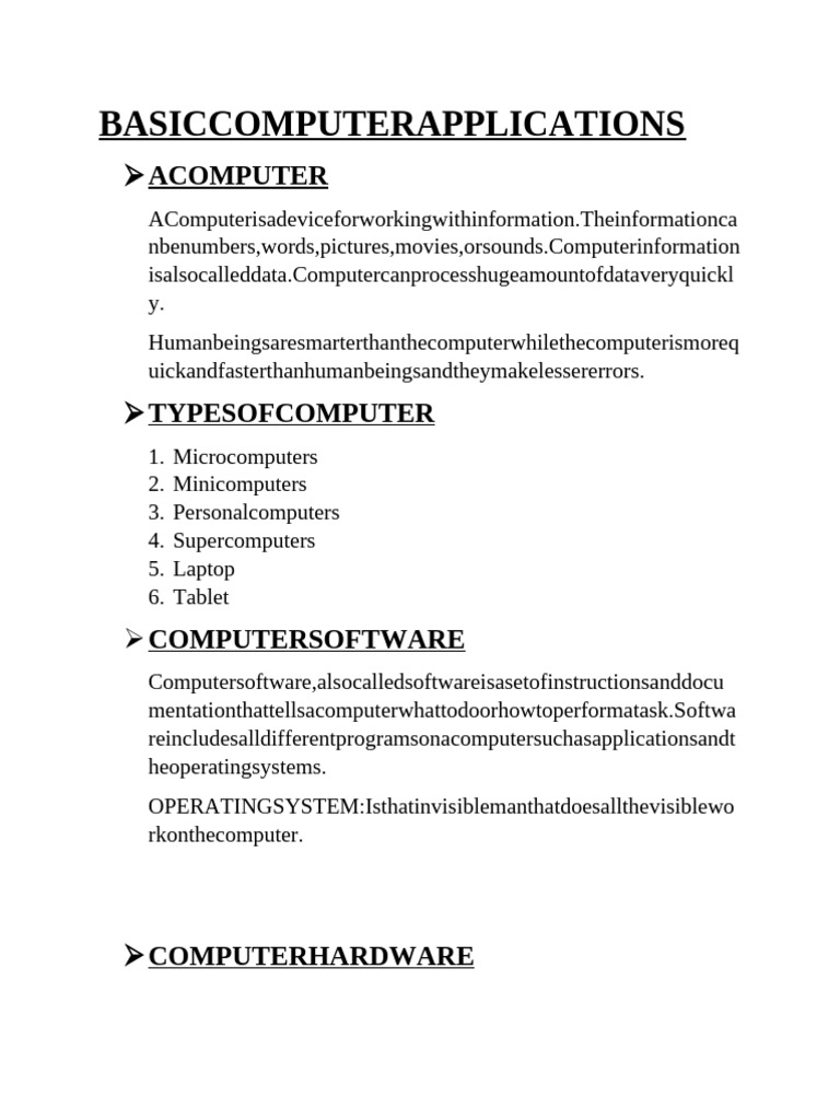 Basic Computer Applications_102758 | PDF