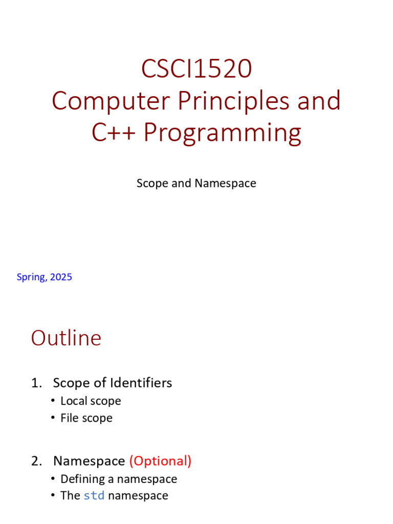 lec09-scope_namespace | PDF | Scope (Computer Science) | Namespace