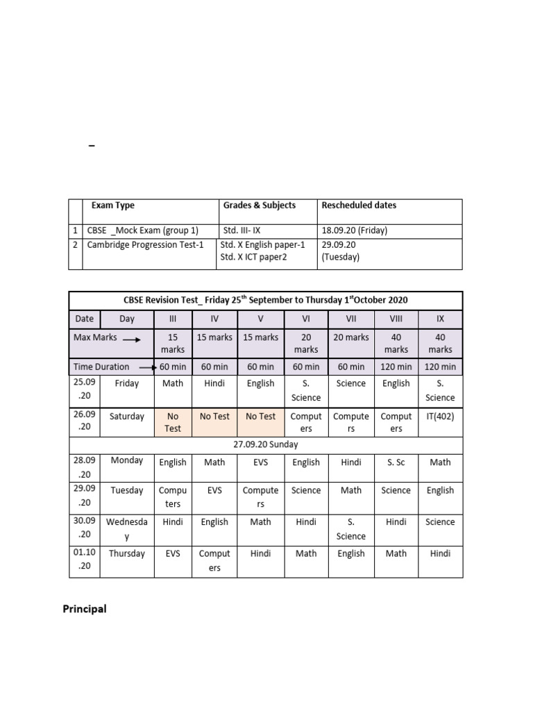 Rescheduled Mock and Revision Test | PDF