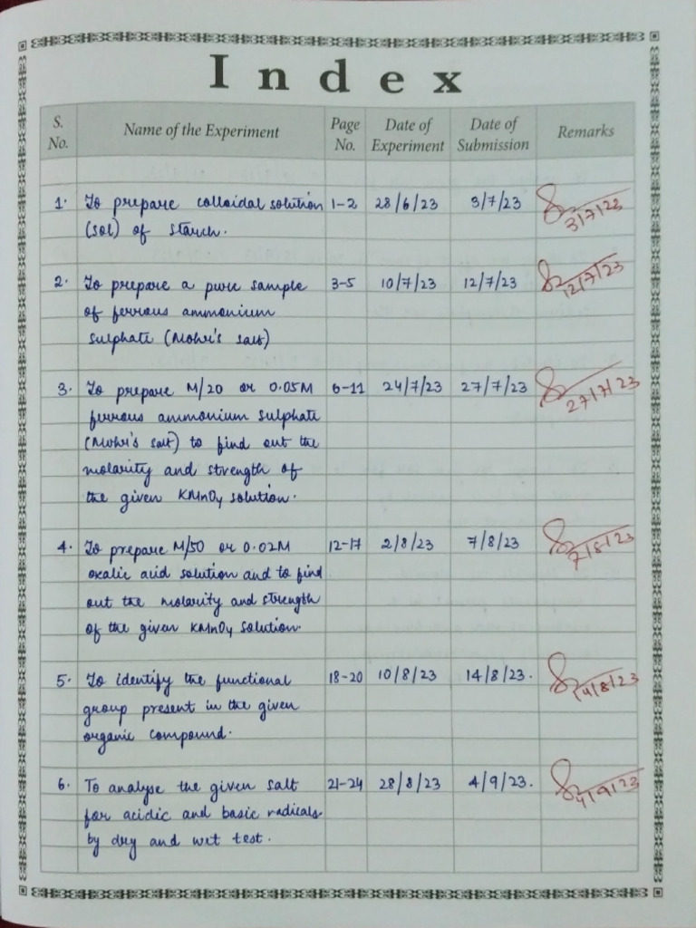 Chem, Practical Copy Work, From Exp - 1 To Exp - 11 | PDF